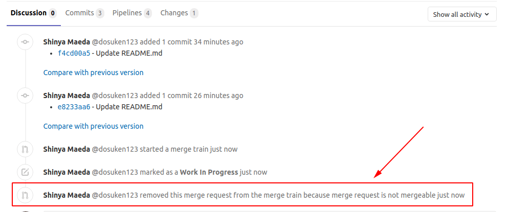 Index · Merge Trains · Pipelines For Merged Results · Merge Request Pipelines · Ci · Help · Gitlab